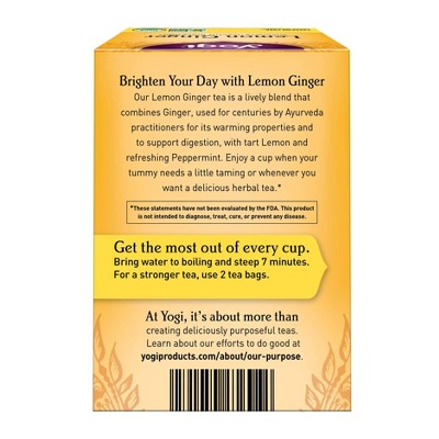 Yogi Tea Lemon Ginger Tea Bags - 16ct : Target