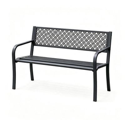 Garvee 50in Outdoor Bench for 2, Heavy Duty Metal Steel Patio Bench ...