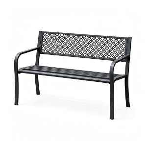 Garvee 50in Outdoor Bench for 2, Heavy Duty Metal Steel Patio Bench ...