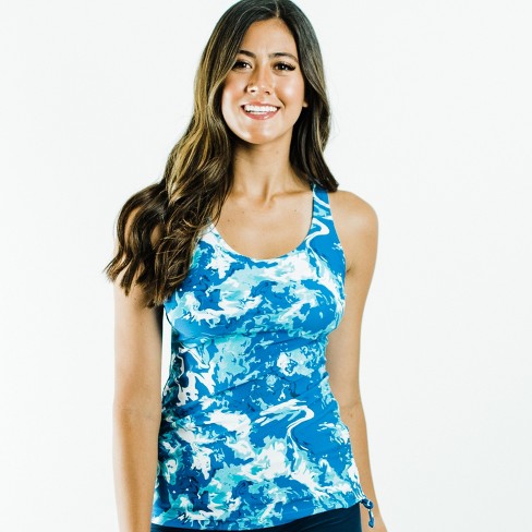 Calypsa Women's Maya Tankini Swim Top With Built-in Bra - Tidal Wave ...