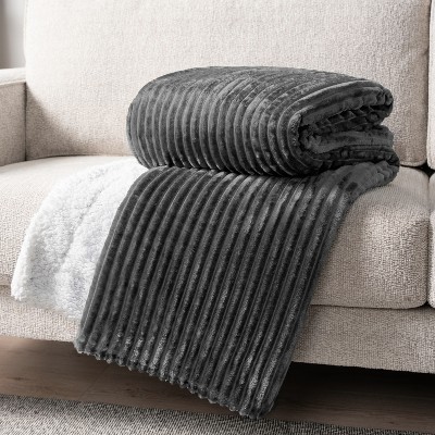 Pavilia Soft Thick Fleece Flannel Ribbed Striped Throw Blanket, Luxury ...