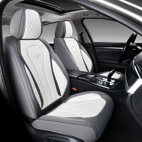 Coverado Front Seat Covers Stylish Faux Leather Seat Protectors- Gray ...