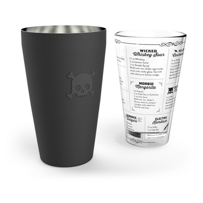 Fred Bar Bones Cocktail Shaker - Skull Embossed Stainless Steel with ...