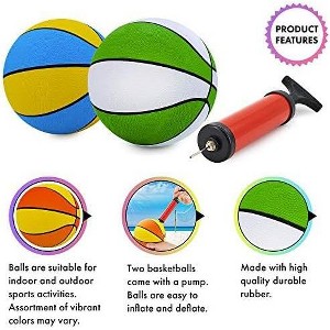 Kids/Size 3 Mini Basketball - 7 Inch, 2 Pack, Assorted Colors, Indoor ...