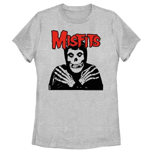 Women's Misfits Fiend Skull Red Logo T-shirt - Athletic Heather ...