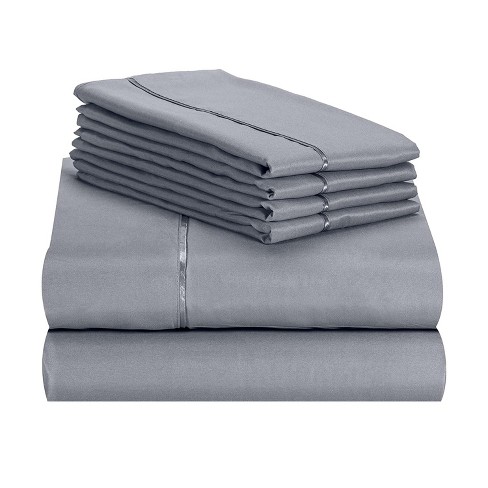 Luxclub 4 Pc Silver Twin Xl Microfiber Solid Performance Sheet Set ...