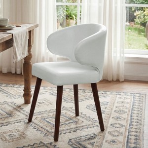 Hyleory Modern Faux Leather Upholstered Dining Chair with Curved Back ...
