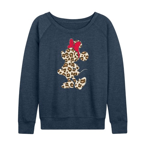 Women's Disney Leopard Print Minnie Lightweight French Terry Slouchy ...