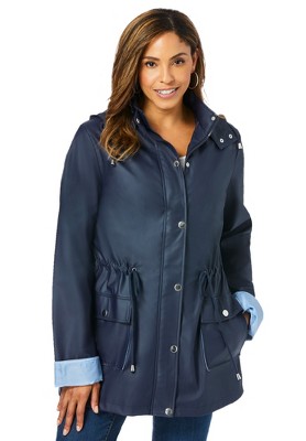 Lands' End Women's Plus Size Waterproof Hooded Packable Raincoat - 2x ...