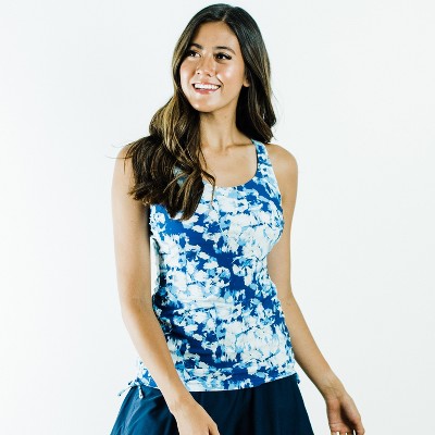 Calypsa Women's Maya Tankini Swim Top With Built-in Bra - Barbados Blue ...