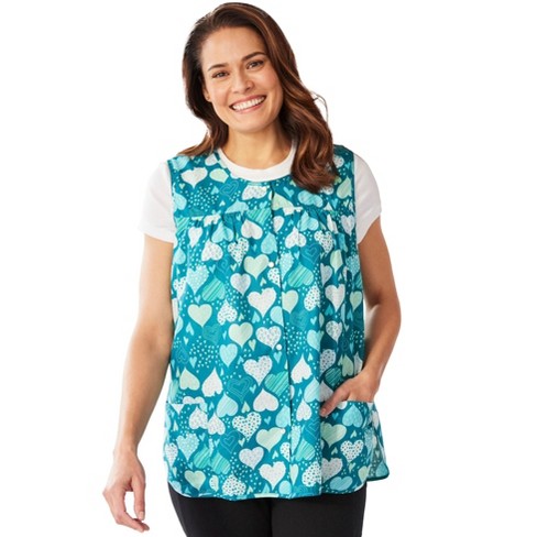 Only Necessities Women's Plus Size Snap-front Apron - 18/20, Deep Teal ...