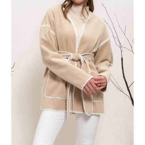 Women's Scallop Whipstitch Belted Cardigan - Blu Pepper : Target