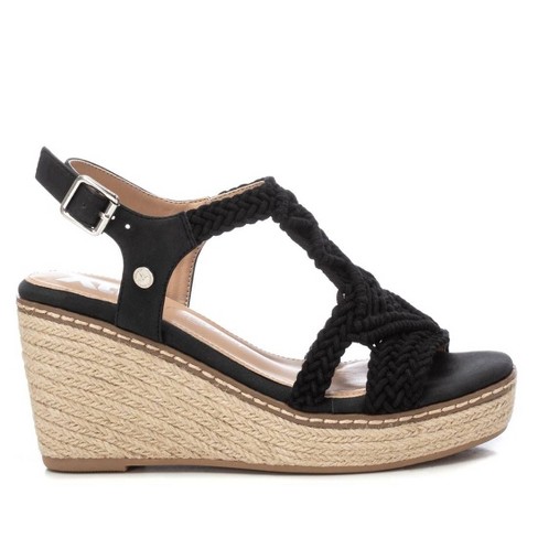 Xti Women's Jute Wedge Sandals 142834-black,9.5 : Target