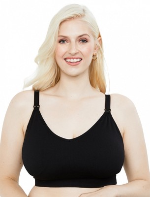 Plus Size Seamless Rib Knit Maternity And Nursing Bra - Black, 2x ...