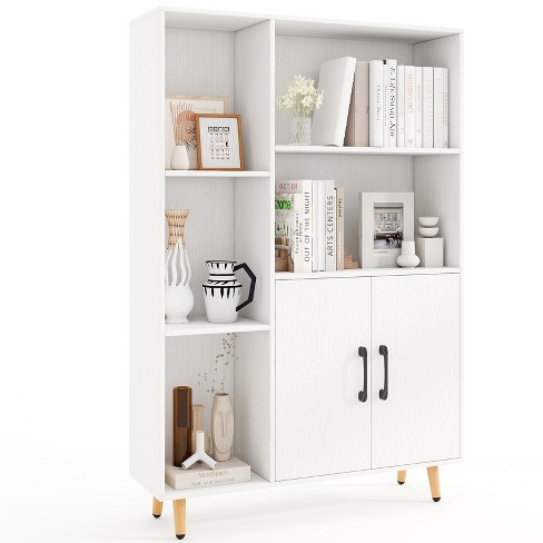 Costway Floor Storage Cabinet Free Standing Wooden Display Bookcase ...