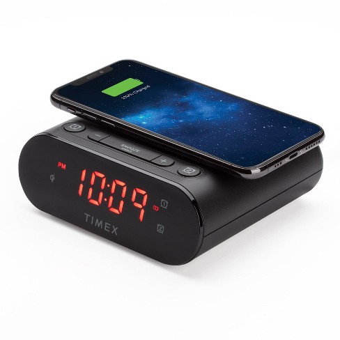Timex Alarm Clock With Wireless Charging Station - Black (tw300) : Target