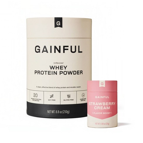 Gainful Whey Protein Powder With Strawberry Cream Bundle - 8.8oz/10 ...