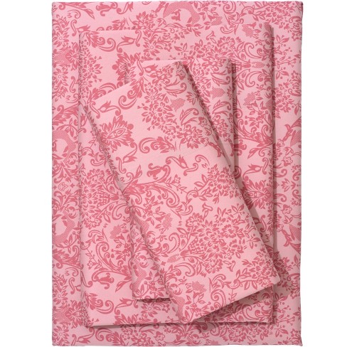 Brylanehome Printed Damask 6 Piece Sheet Set - Queen, Silver Pink ...
