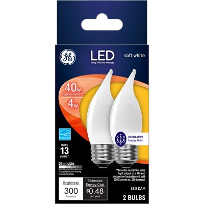 Ge 2pk 40w Led Decorative Light Bulbs Soft White: Dimmable, Energy Star ...