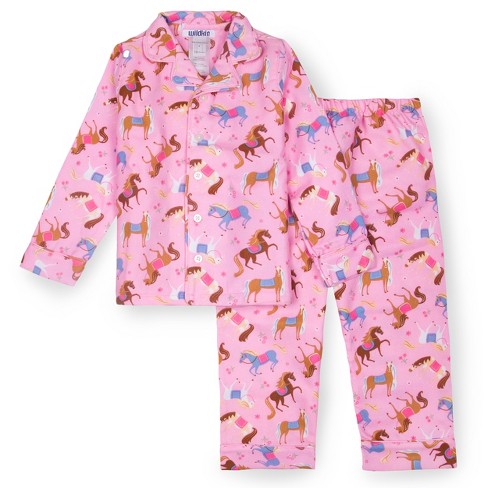 Wildkin Kids 2 piece Button Down Polyester Flannel Pajama Set For Boys And Girls Size 3t horses Target