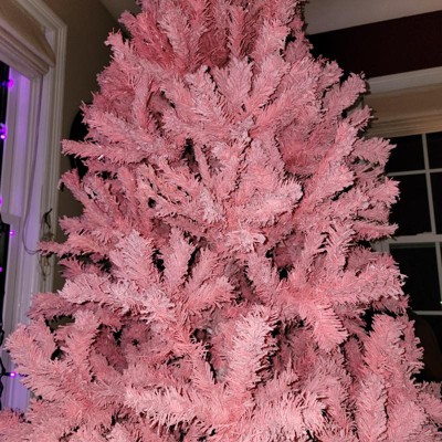 Costway 7.5ft Snow Flocked Hinged Artificial Christmas Tree W/ Metal ...