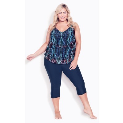Avenue Women's Plus Size Swim Capri - 14, Navy : Target