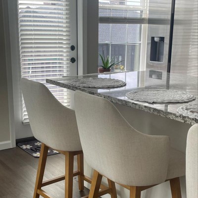 Kinston Swivel Curved Back Upholstered Counter Height Barstool ...