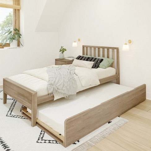Plank+beam Scandinavian Twin-size Bed With Twin-size Trundle, Blonde ...