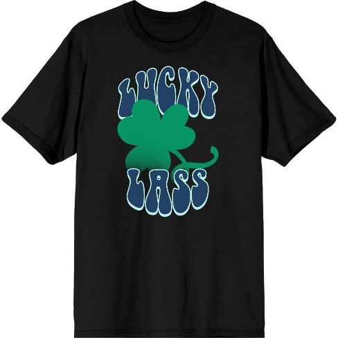 St. Patrick's Day Lucky Lass Adult Black Crew Neck Short Sleee Tee ...