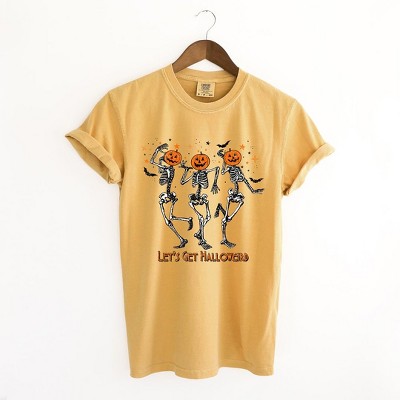 Simply Sage Market Women's Let's Get Halloweird Short Sleeve Garment Dyed Tee - S - Mustard : Target