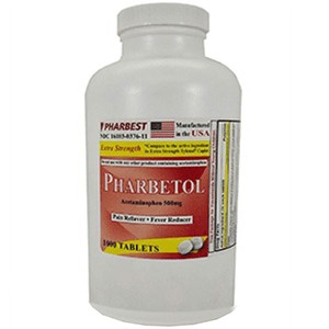 Pharbetol Acetaminophen 500 mg Extra Strength Tablets for Pain Relief ...