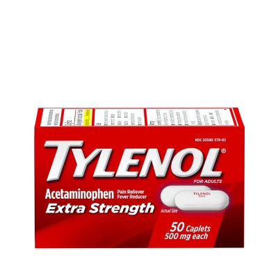 Tylenol Acetaminophen Pain Reliever Caplet - 50ct : Target