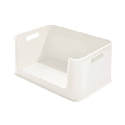 Square Metal Basket With Bamboo Handles White - Simplify : Target