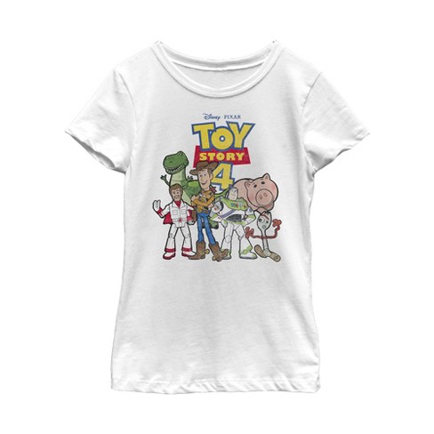Girl's Toy Story Character Logo Party T-shirt - White - Medium : Target