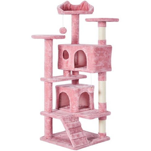 Yaheetech 54"h Cat Tree With 2 Condos For Kittens Small Cats - Pink ...