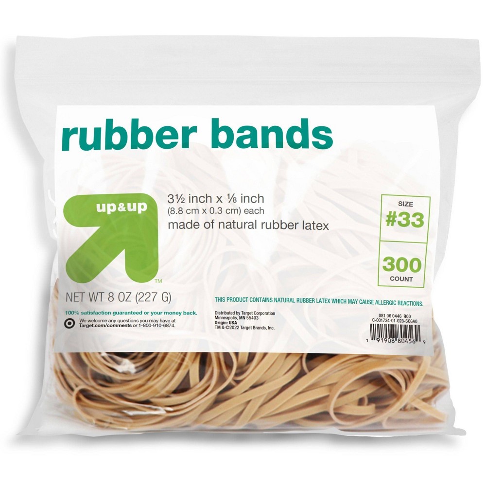 PACK OF SIX (6) Rubberband 300ct Size 33 3-1/2''x 1/8'' Tan - up & up