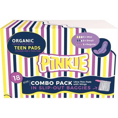 Pinkie Tween & Teen Ultra-thin Organic Topsheet Pads With Wings - Combo ...