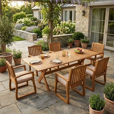 Christopher Knight Home Della Patio Rustic Acacia Wood Slatted Dining ...