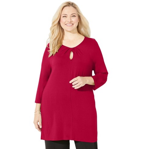 Catherines Women's Plus Size Liz&me Swing Tunic Top - 2x, Classic Red ...