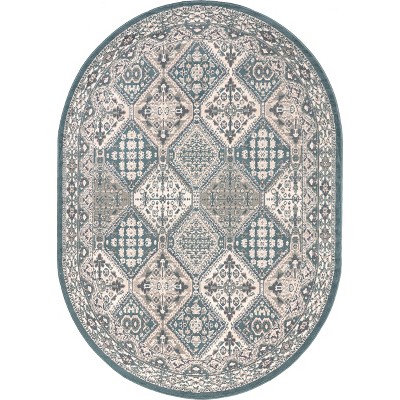 Nuloom Oval 7x9 Moroccan Blythe Area Rug, Dark Blue, Faded Bohemian ...