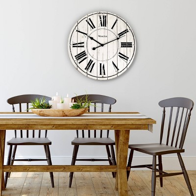 18" Plank Wood Wall Clock White - Westclox : Target