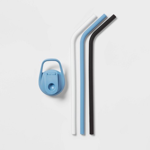 Tracker Chug Lid And 3 Silicone Straws Blue - Room Essentials™ : Target