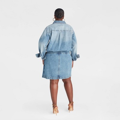 KBB by KAHLANA Women's Long Sleeve 'The Asymm Denim Dress' - Medium