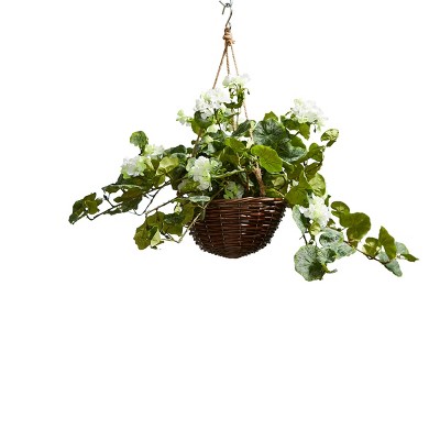 Pure Garden Faux Flowers Geranium Hanging Natural And Lifelike Floral ...