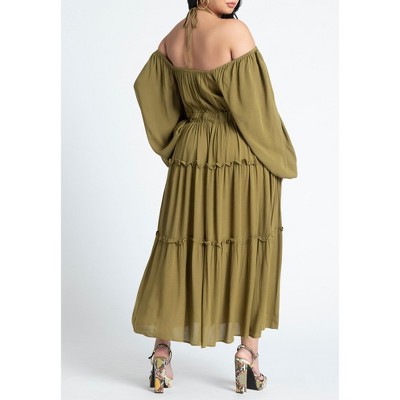 Eloquii Women's Plus Size Tiered Ruffle Maxi Dress - 20, Green Moss ...