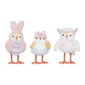 Transpac Plush Fancy Friends Hoppy Easter Birds Set of 3 Multicolored ...