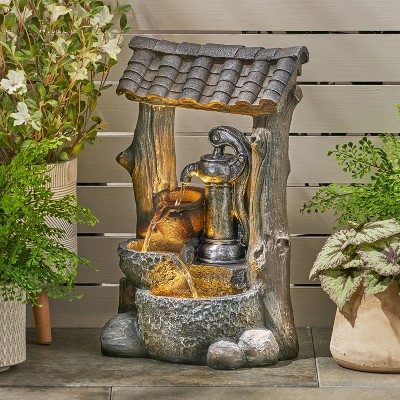 XIYUYEU Water Fountain Outdoor Garden Fountains with Lights Hand ...