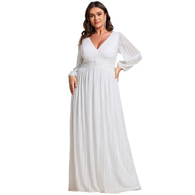 White Pleated Floor Length Evening Dress24 Ee01961 : Target