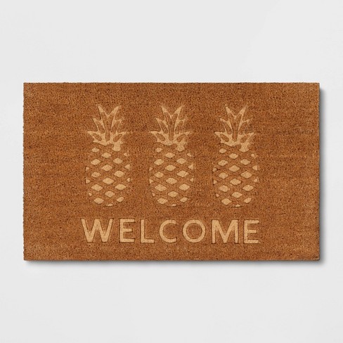 1'6"x2'6" 'welcome' Pineapple Doormat Natural - Threshold™: Outdoor ...