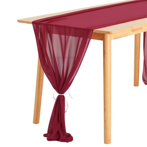 Unique Bargains Wedding Party Chiffon Sheer Table Runner 10ft 28 X 120 ...